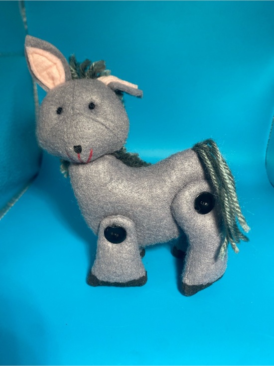 Toys | Homemade Button Gray Donkey Plush 6 | Poshmark